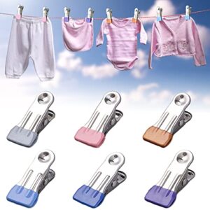 clothes pins for hanging clothes clothespins - colored heavy duty clothespins for clothesline, stainless steel metal clips for clothes, socks, towel, photo, snack, 30 pack