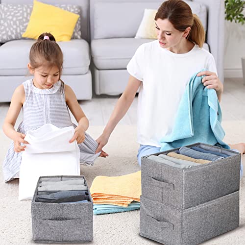 Fixwal 4pcs Wardrobe Clothes Organizer Foldable Jean Organizer for Drawer Washable Compartment Closet Organizers and Storage Bins for Clothes Jeans Pants Sweaters 5 Grids Gray