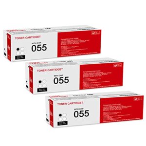 3 pack 055 3016c001 black toner cartridge: compatible crg-055 replacement for canon i-sensys lbp660 mf740 series imageclass lbp660c lbp664cdw lbp664cx mf740c mf741cdw mf743cdw mf740 series printer