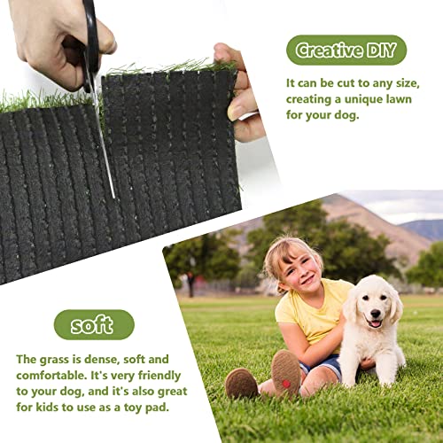 Loytryal 39.4 x 31.5 Inches Fake Grass Pee for Dogs Artificial Grass Rug Turf for Puppy Potty Training Washable Grass Mat Pee Grass for Dog Potty Tray