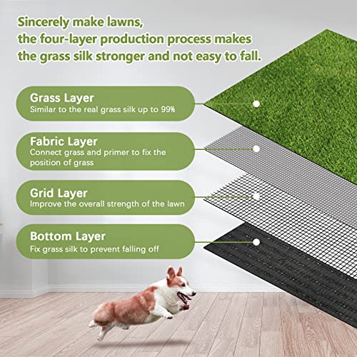 Loytryal 39.4 x 31.5 Inches Fake Grass Pee for Dogs Artificial Grass Rug Turf for Puppy Potty Training Washable Grass Mat Pee Grass for Dog Potty Tray