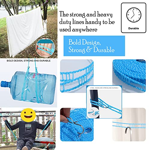 Must-Have 2-Pack Clothesline for Home Hotel Travel, Windproof Laundry Lines Convenient Outdoor Indoor, Compact-Sized Versatile Rope for Miscellaneous Items Drying or Hanging, 3m&5m, Blue&Green