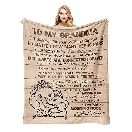 Gifts for Grandma from Granddaughter, Grandma Birthday Gifts Blanket 60"x50", Grandma Gifts from Grandchildren Grandson, Grandma Gifts Ideas for Christmas Mothers Day, To My Grandma Throw Blankets