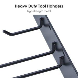 Iswabard Garage Tool Organizer Wall Mount, Set of 2, Garage Organization Heavy Duty Tools Steel Gear Hanger with 6 Hooks Storage Rack for Yard Tool Holders For Shovels, Hoses, and More, Black