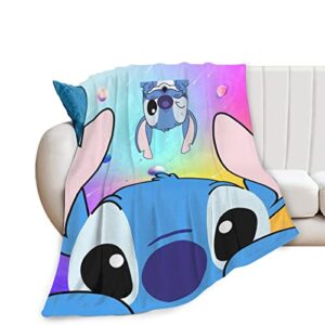 stitch blanket cartoon throw blanket,cozy soft plush fuzzy fleece blanket gift for kids adults 40x50 inch