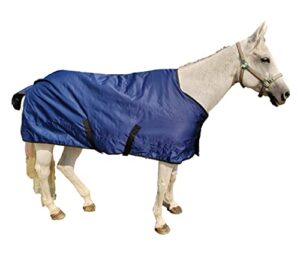 ankaier 1800 denier waterproof and windproof winter turnout horse blanket, high-grade thermal insulation polyfill (250 grams) materials, medium-weight, ripstop, navy color- 69" inches (black edge)