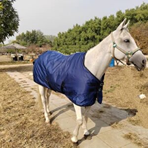 Ankaier 1800 Denier Waterproof and Windproof Winter Turnout Horse Blanket, High-Grade Thermal Insulation Polyfill (250 Grams) Materials, Medium-Weight, Ripstop, Navy Color- 69" inches (Black Edge)