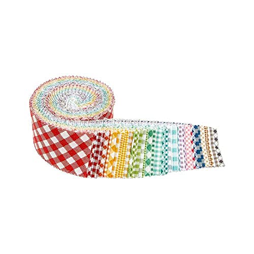 Lori Holt Bee Ginghams Rolie Polie 40 2.5-inch Strips Jelly Roll Riley Blake Designs RP-12550-40