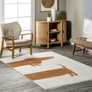 nuloom cailyn modern dachshund kids area rug, 7x10, beige