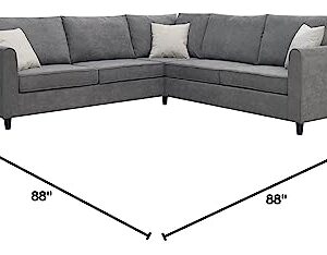 Evedy 91'' L-Shaped Couch for Home Use Fabric,3 Pillows Included, Grey Big Sectional Sofa