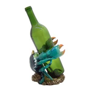 Crab Wine Bottle Holder, Nautical Décor, Freestanding Tabletop Decoration, 7 Inches