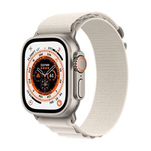 apple watch ultra [gps + cellular 49mm] smart watch w/rugged titanium case & starlight alpine loop small fitness tracker, precision gps, action button, extra-long battery life, brighter retina display