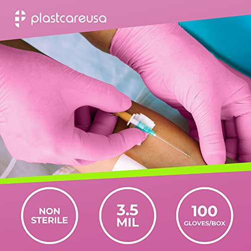 PlastCare USA 100 Small Nitrile Exam Disposable Gloves, Latex & Powder Free