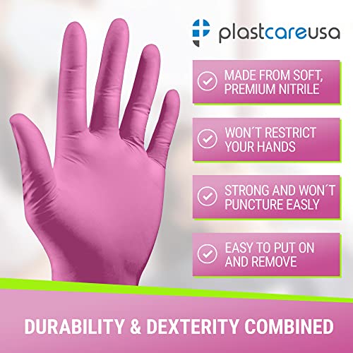 PlastCare USA 100 Small Nitrile Exam Disposable Gloves, Latex & Powder Free