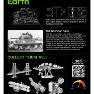 Metal Earth Sherman Tank 3D Metal Model Kit Bundle with Tweezers Fascinations