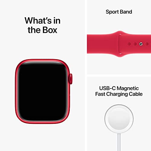 Apple Watch Series 8 [GPS + Cellular 45mm] Smart watch w/ (PRODUCT)RED Aluminum Case w/ (PRODUCT)RED Sport Band-S/M. Fitness Tracker, Blood Oxygen & ECG Apps, Always-On Retina Display, Water Resistant