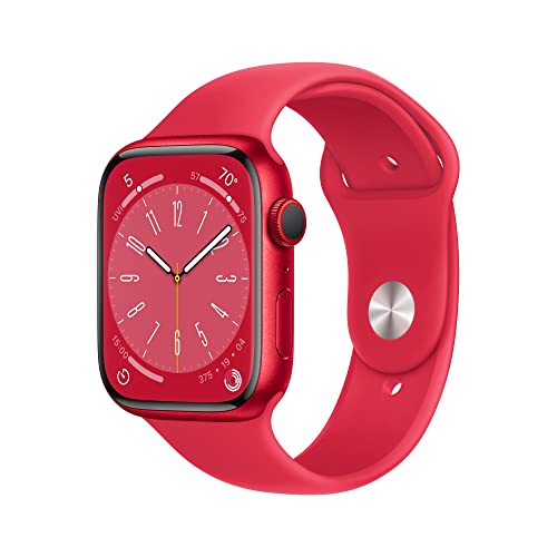 Apple Watch Series 8 [GPS + Cellular 45mm] Smart watch w/ (PRODUCT)RED Aluminum Case w/ (PRODUCT)RED Sport Band-S/M. Fitness Tracker, Blood Oxygen & ECG Apps, Always-On Retina Display, Water Resistant