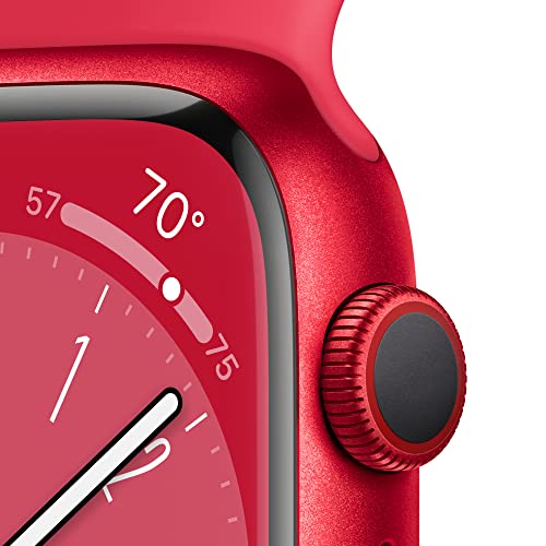 Apple Watch Series 8 [GPS + Cellular 45mm] Smart watch w/ (PRODUCT)RED Aluminum Case w/ (PRODUCT)RED Sport Band-S/M. Fitness Tracker, Blood Oxygen & ECG Apps, Always-On Retina Display, Water Resistant