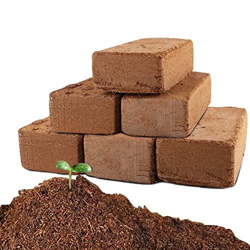 Anothera 13.8 Gallons Coco Coir Brick for Plants- 6 Pack Premium 100% Organic Peat Moss Mix with Low EC & pH Balance, Fiber Coconut Husk for Planting, Gardening, Potting Soil Substrate(8.4 Pounds)