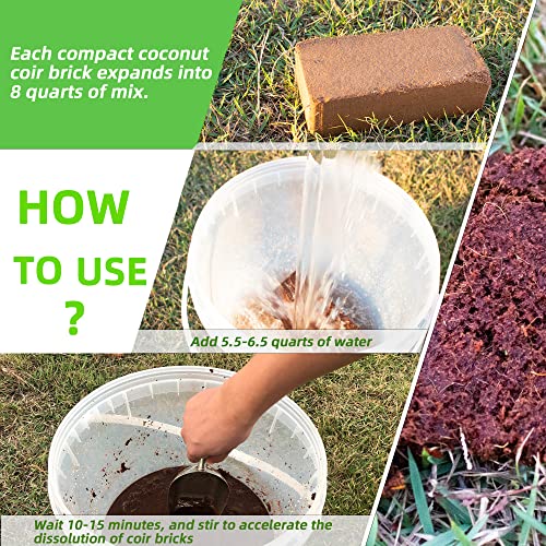 Anothera 13.8 Gallons Coco Coir Brick for Plants- 6 Pack Premium 100% Organic Peat Moss Mix with Low EC & pH Balance, Fiber Coconut Husk for Planting, Gardening, Potting Soil Substrate(8.4 Pounds)