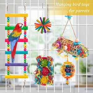 AFUOWER 6 PCS Bird Shredding Toys for Parakeet Chewing Toy, Bird Cage Swing Toys, Climbing Ladder Hanging Cage Foraging Shredder Bird Toy for Small Bird Cockatiel, Mynah, Love Birds, Finches