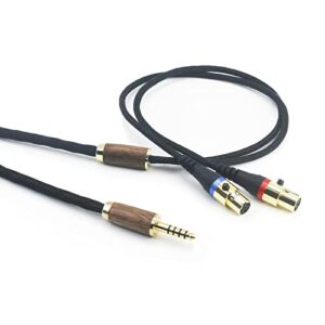 NewFantasia 4.4mm Balanced Cable Compatible with Audeze LCD-2, LCD-4, LCD-3, LCD-X, LCD-XC Headphone Upgrade Replacement Audio Cable 6N OCC Copper Silver Plated Cord Walnut Wood Shell 6.6ft