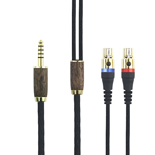 NewFantasia 4.4mm Balanced Cable Compatible with Audeze LCD-2, LCD-4, LCD-3, LCD-X, LCD-XC Headphone Upgrade Replacement Audio Cable 6N OCC Copper Silver Plated Cord Walnut Wood Shell 6.6ft