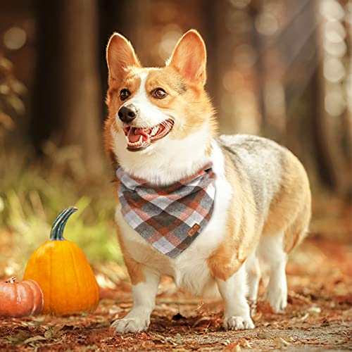 Malier 2 Pack Fall Dog Bandana Halloween Thanksgiving Plaid Dog Bandana, Holiday Pet Reversible Scareves Bibs Accessories Costumes for Small Medium Large Dogs and Cats