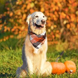 Malier 2 Pack Fall Dog Bandana Halloween Thanksgiving Plaid Dog Bandana, Holiday Pet Reversible Scareves Bibs Accessories Costumes for Small Medium Large Dogs and Cats