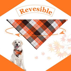 Malier 2 Pack Fall Dog Bandana Halloween Thanksgiving Plaid Dog Bandana, Holiday Pet Reversible Scareves Bibs Accessories Costumes for Small Medium Large Dogs and Cats