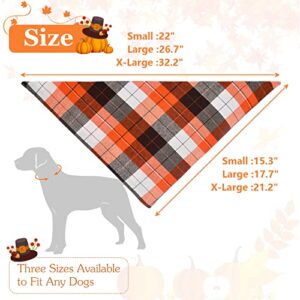 Malier 2 Pack Fall Dog Bandana Halloween Thanksgiving Plaid Dog Bandana, Holiday Pet Reversible Scareves Bibs Accessories Costumes for Small Medium Large Dogs and Cats