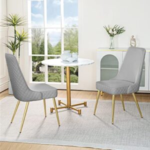 Comfy to go Dining Chairs, Velvet Dining Chairs Set of 4, Mid Century Modern Dining Room Chairs with High Back and Gold Legs(Gray) Chairs Only