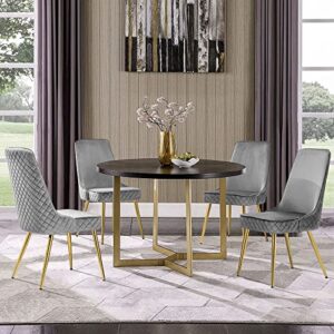 Comfy to go Dining Chairs, Velvet Dining Chairs Set of 4, Mid Century Modern Dining Room Chairs with High Back and Gold Legs(Gray) Chairs Only