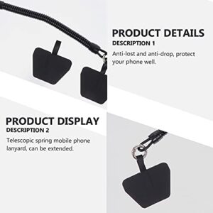 Mikikit Outdoor Smartphone Tether Anti- Lanyards Patch Stretch Smartphones Black Drop Elastic Coiled Safety All Riding Mobile Fall Cell Crossbody Neck Anti Skiing System Lasso with