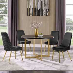 Comfy to go Dining Chairs, Velvet Dining Chairs Set of 4, Mid Century Modern Dining Room Chairs with High Back and Gold Legs(Black) Chairs Only