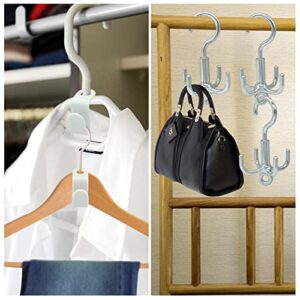 2 Pcs Silver Belt Hanger with 8 Pcs Clothes Hanger Connector Hooks for Closet Scarf Tie Rack Metal Belt Organizer Purse Hanger Belt Holder for Men Women Scarves 4 Hooks Each