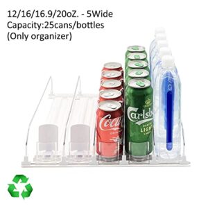 Drink Organizer for Fridge-White Automatic Pusher Glide,12oz 16oz 20oz-Soda Dispenser for Fridge-Holds up to 25 Cans