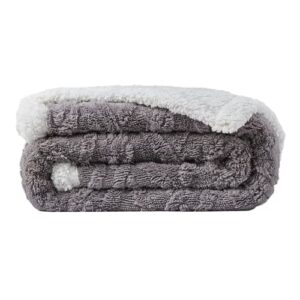 KASYLAN Sherpa Fleece Blankets Flannel Throw for Couch Sofa Twin Size -60x80 Inches Grey,Thick Cozy Warm Soft Blanket for Bed, Sofa, Camping Travel Blanket