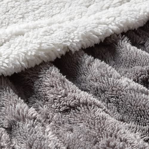 KASYLAN Sherpa Fleece Blankets Flannel Throw for Couch Sofa Twin Size -60x80 Inches Grey,Thick Cozy Warm Soft Blanket for Bed, Sofa, Camping Travel Blanket