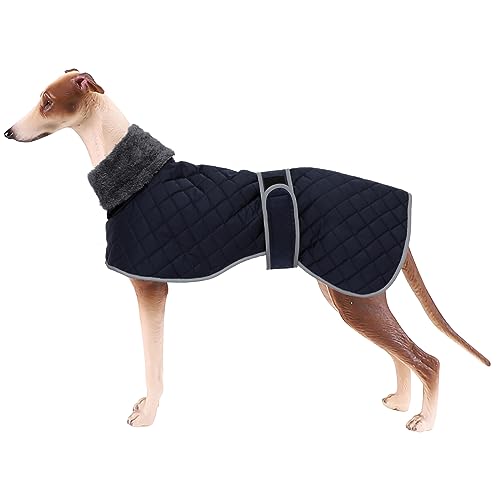 Greyhound Fleece Jumper,Greyhound Dog Winter Coat,Whippet Winter Coat Waterproof Windproof Outdoor Dog Apparel for Whippet Lurcher Salukis-Blue-3XL