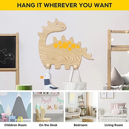 Jfbav Coat Rack Hook, Decorative Wooden Animal Dinosaur Wall Hook for Kids Bedroom, Nursery, Hallway Home Decor