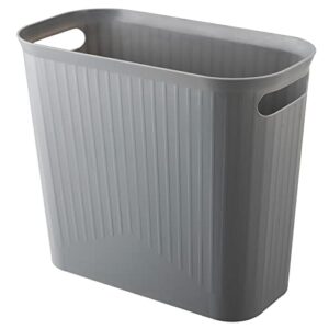 rejomiik small trash can, garbage can slim waste basket 1.6 gallon plastic trash bin container with handles for bathroom, bedroom, office, home, dorm room, kitchen, rectangular gray