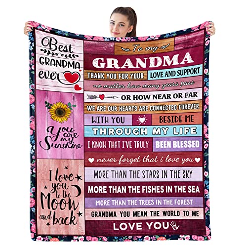 Eslygoily Gifts for Grandma from Grandkids for Grandma from Grandkids Unique Gifts Ideas for Grandma Birthday Gifts for Grandma for Grandma Throw Blankets 60x50 inch