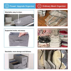 Fixwal 4pcs Wardrobe Closet Organizers and Storage with Support Board, 2pcs 7-Grid and 2pcs 5-Grid Foldable Jeans Organizer for Shelf Drawer Storage Bin Container for Shirts Pants Sweaters, Grey