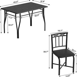 Easyzon Dining Table Set for 4 Black, Kitchen Table and Chairs for 4, Space Saving Dining Room Set for Apartment, Counter Height Breakfast Nook Table Set, Dinner Table Dinette Set for 4, Wood