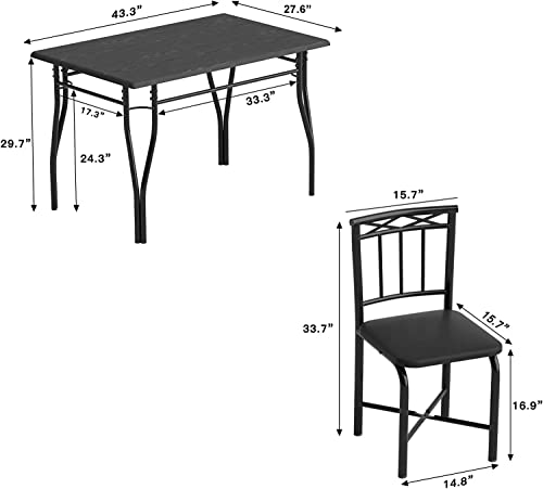 Easyzon Dining Table Set for 4 Black, Kitchen Table and Chairs for 4, Space Saving Dining Room Set for Apartment, Counter Height Breakfast Nook Table Set, Dinner Table Dinette Set for 4, Wood