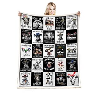 Cow Print Blanket Cow Decor Queen Size Bedding Throw Blanket for Girl Women Christmas Valentine's Birthday Gifts,Fall Winter Warm Soft Sherpa Thick Throw Blanket for Bed Sofa Office