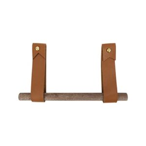 hevstil leather wall hook with wood stick,leather towel hook towel hook wall hanging strap towel hook kitchen bath towel holder hangers leather wall tissue hook for bathroom kitchen,brown