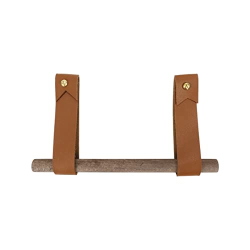 HEVSTIL Leather Wall Hook with Wood Stick,Leather Towel Hook Towel Hook Wall Hanging Strap Towel Hook Kitchen Bath Towel Holder Hangers Leather Wall Tissue Hook for Bathroom Kitchen,Brown