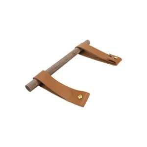 HEVSTIL Leather Wall Hook with Wood Stick,Leather Towel Hook Towel Hook Wall Hanging Strap Towel Hook Kitchen Bath Towel Holder Hangers Leather Wall Tissue Hook for Bathroom Kitchen,Brown